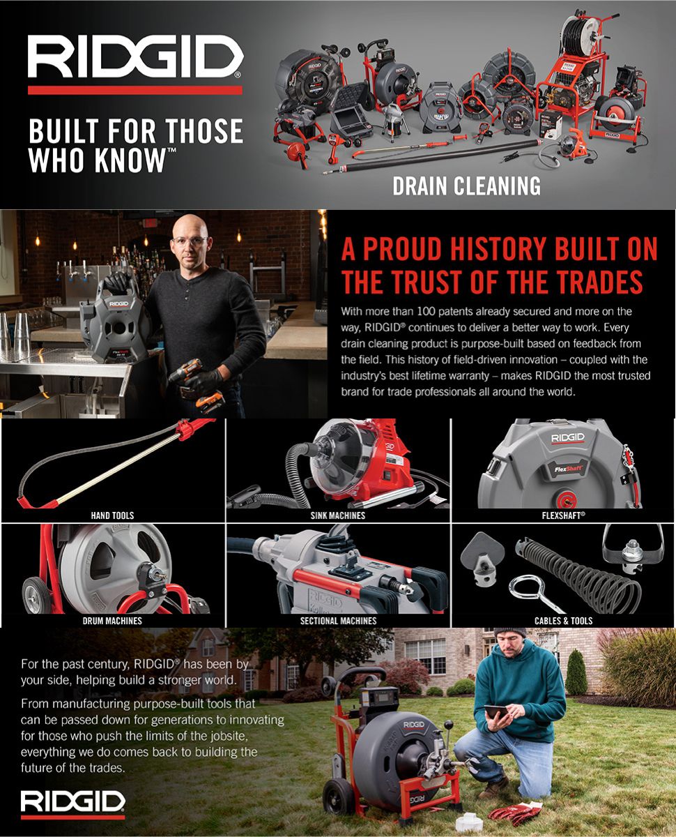 RIDGID K-4310 FXP 3/4 in. Drain Cleaning Drum Machine, Includes 8-Piece Tool Set, Bag, Gloves, 2 ...